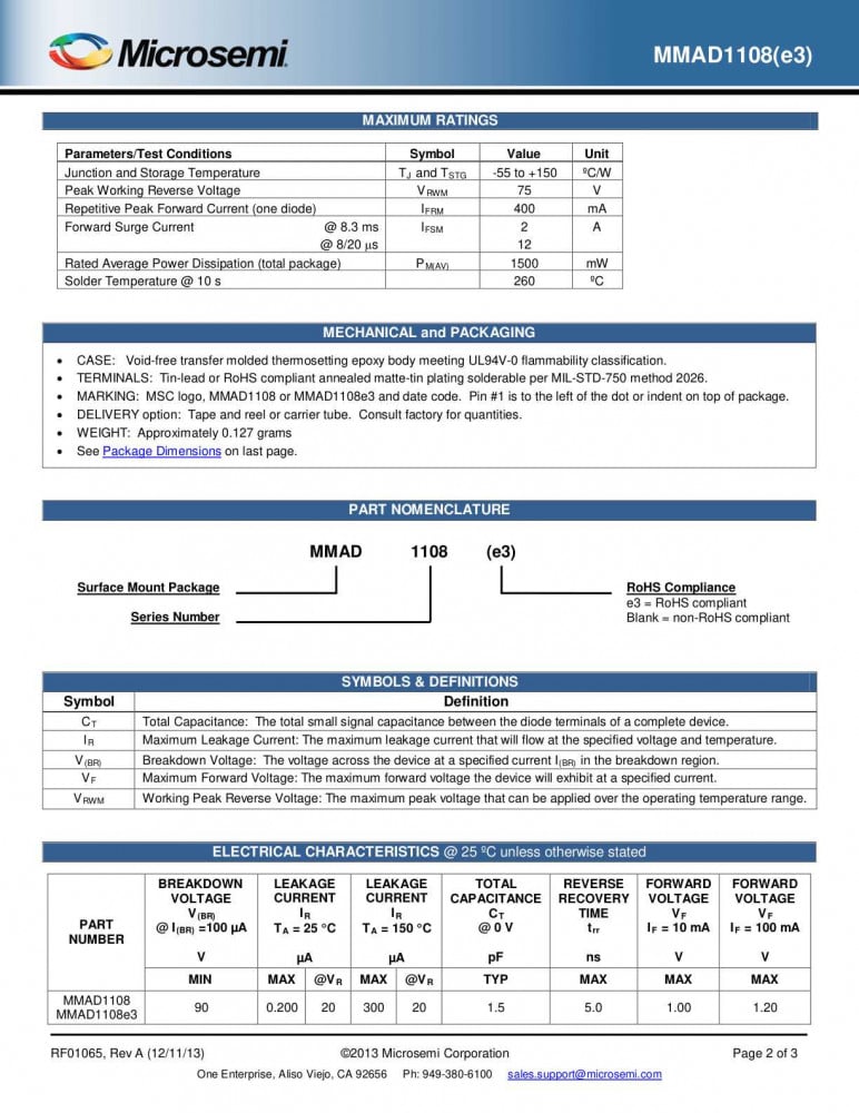 MMAD1108E3/TR13 datasheet page 2
