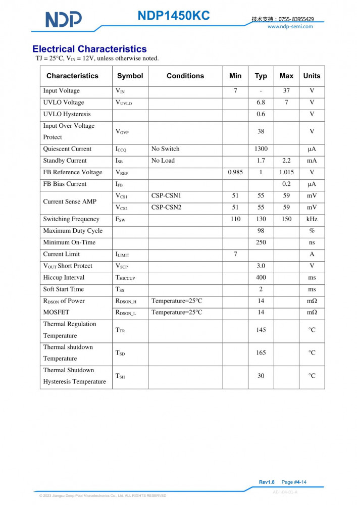 NDP1450KC datasheet page 4