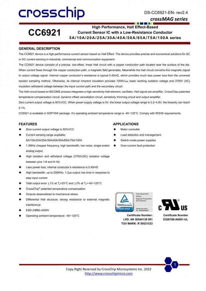 CC6921 datasheet page 1