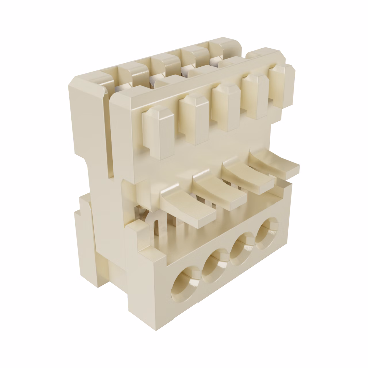Appli-Mate RAST 2.5 Connector, 2.50mm Pitch, Female, 4 Circuits, No Position Keys Removed, Circuit 2 Voided, Latch at Circuit 2, Open Endwalls, Tin Plating