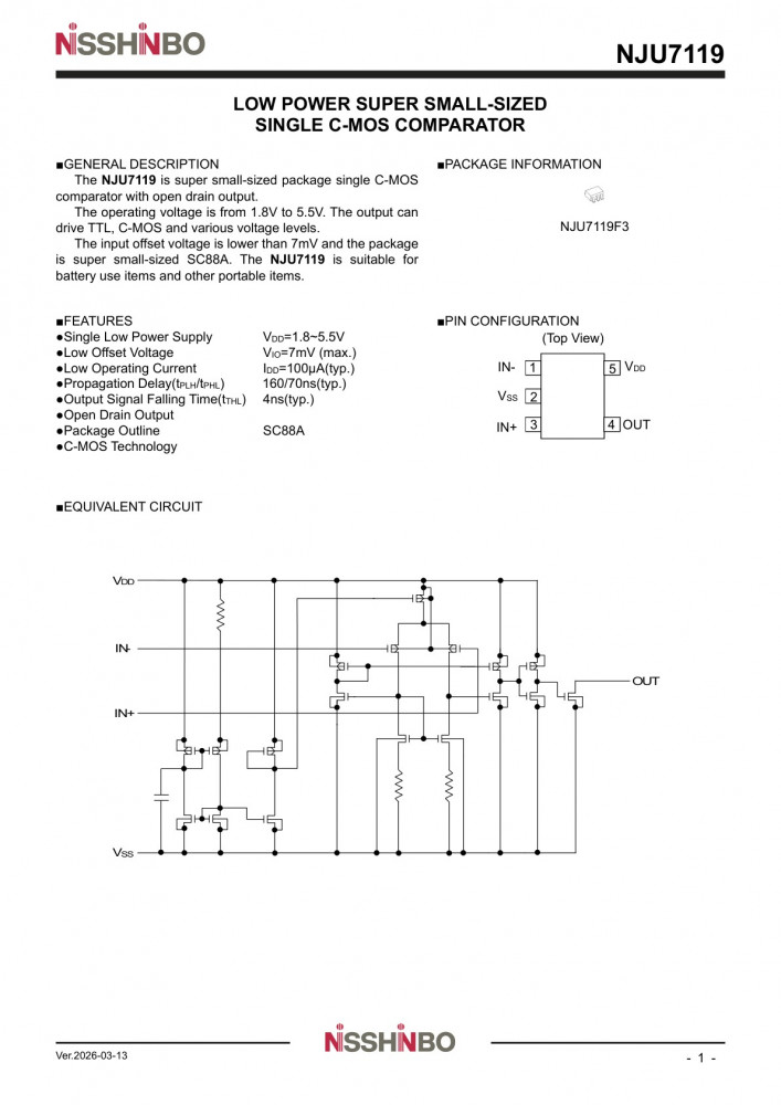 NJU7119 datasheet page 1