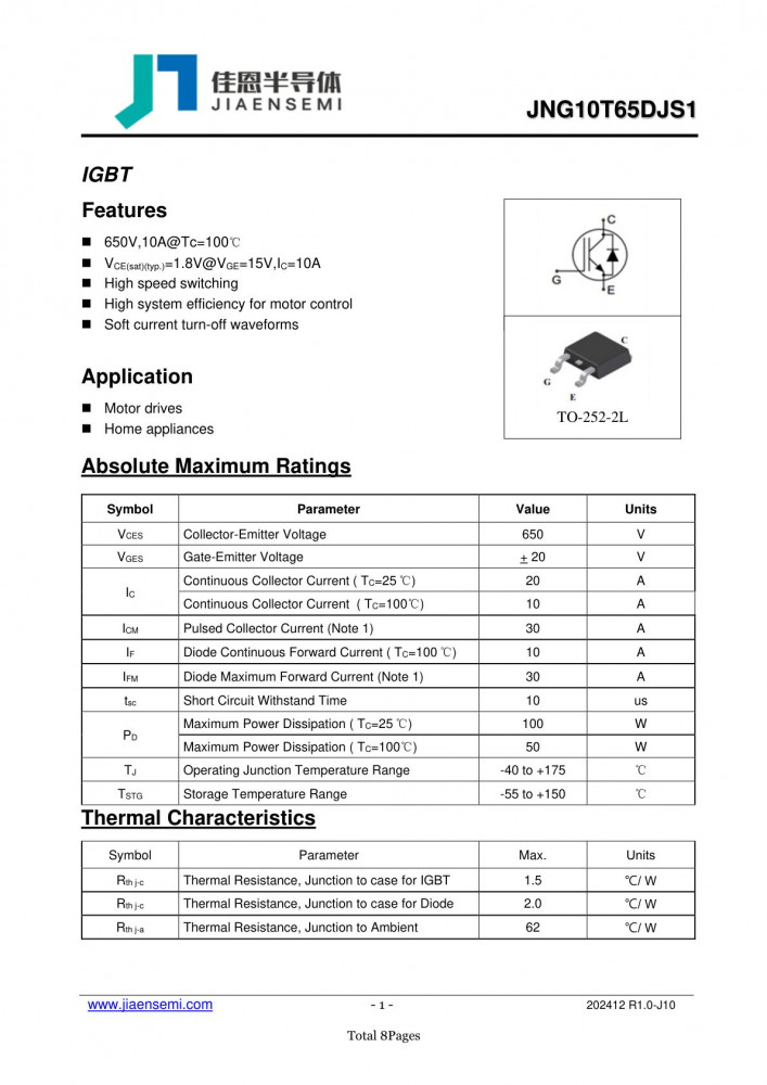JNG10T65DJS1 datasheet page 1