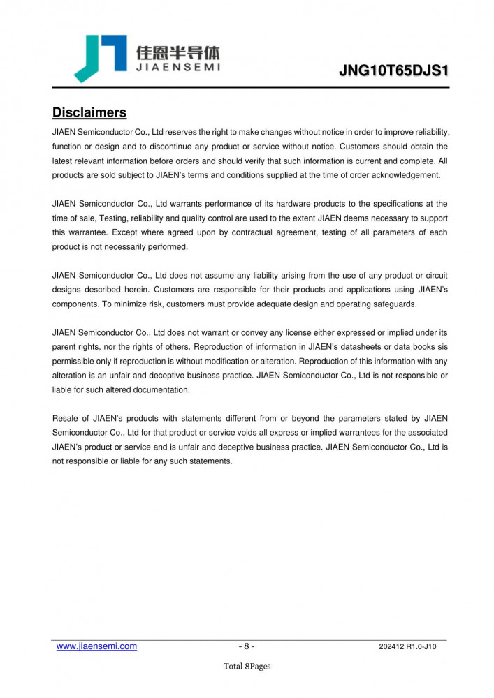 JNG10T65DJS1 datasheet page 8