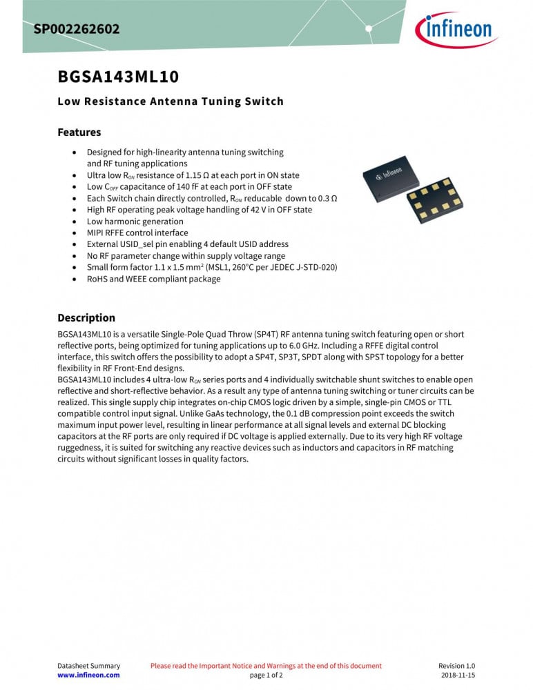 BGSA143ML10 technical document page 1