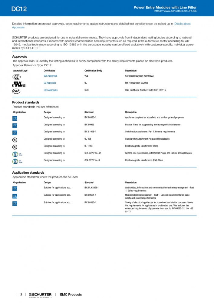 SCHURTER DC12 technical document page 2