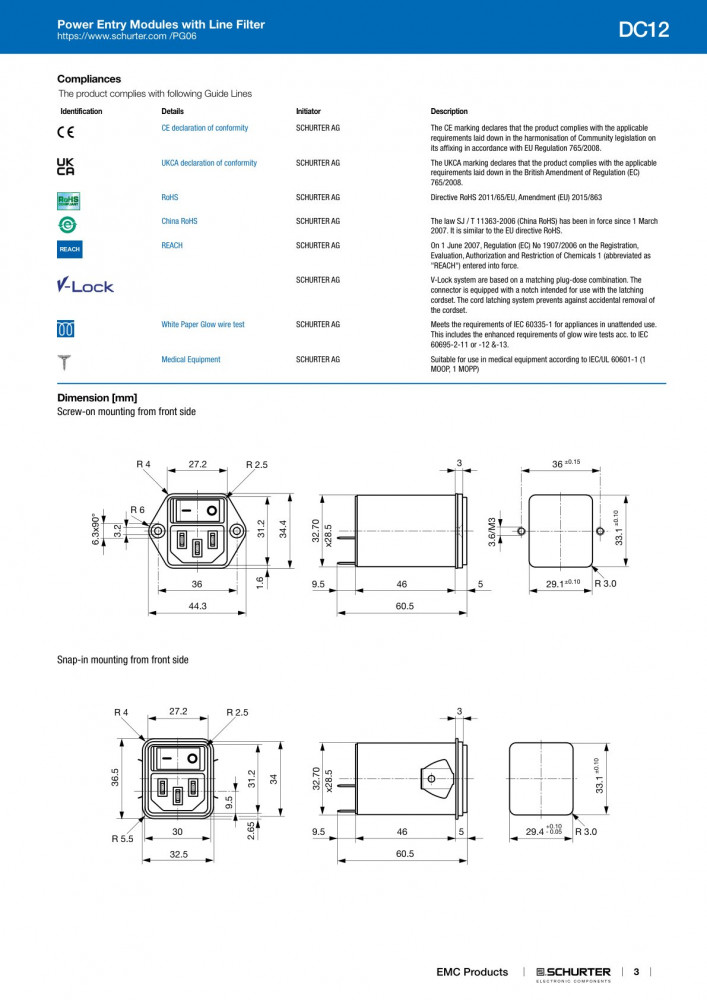 SCHURTER DC12 technical document page 3