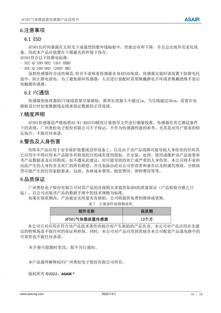 AFS01 datasheet page 8
