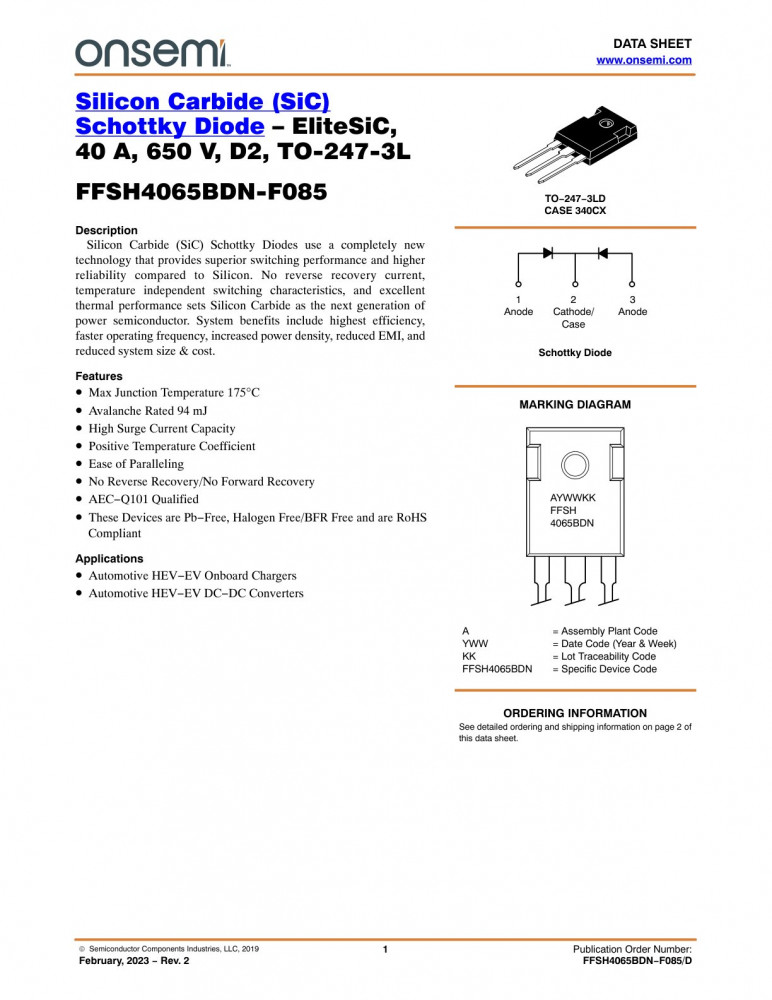 FFSH4065BDN-F085 technical document page 1