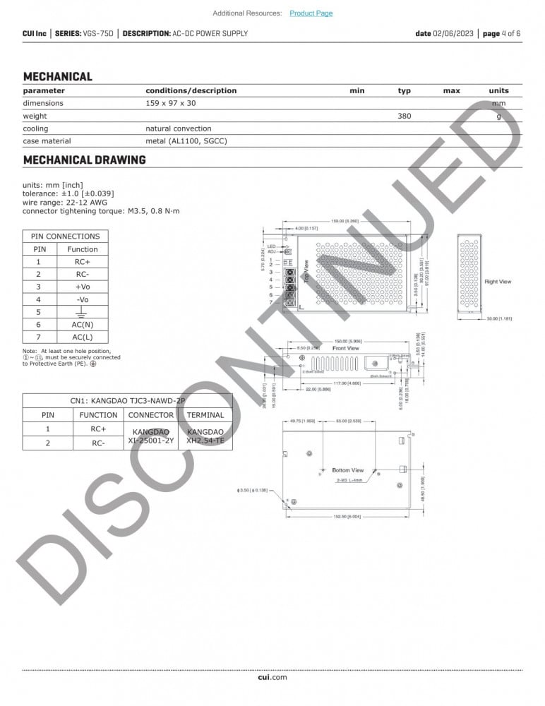 VGS-75D series datasheet page 4