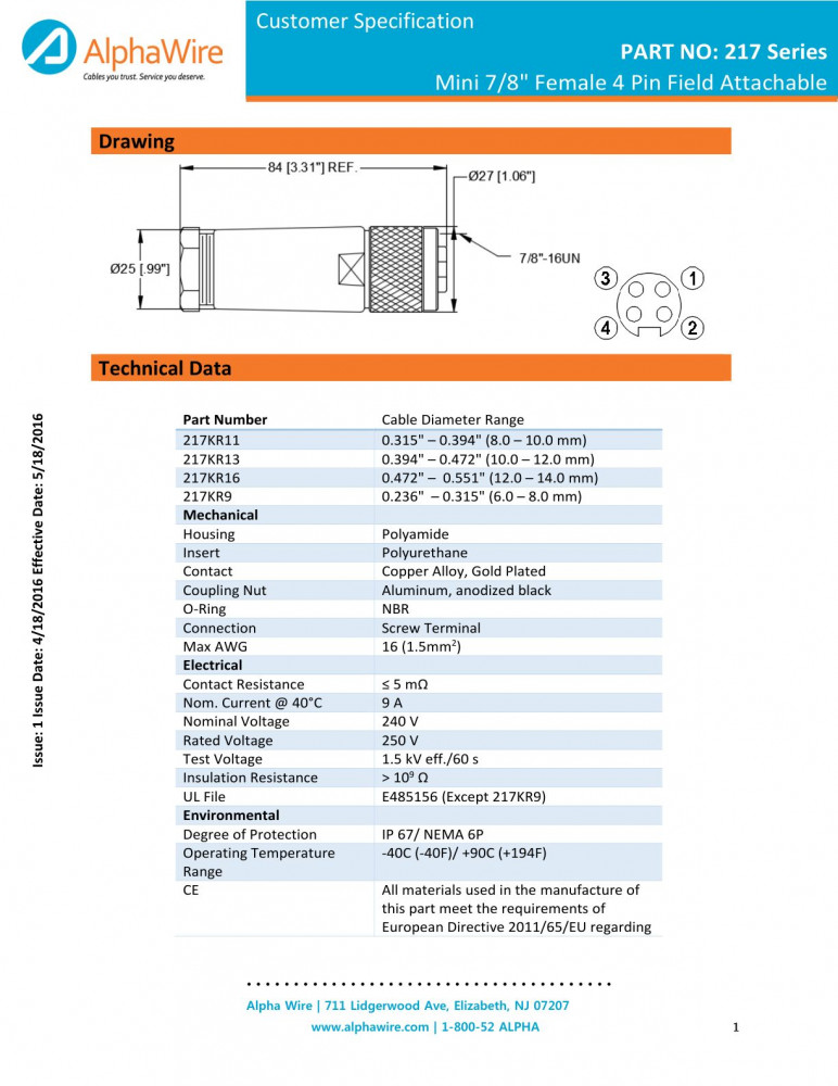 217KR13 NC032 technical document page 1
