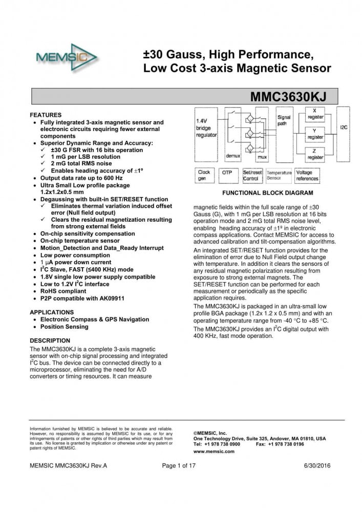MMC3630KJ datasheet page 1
