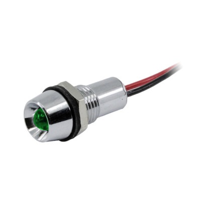 LED Panel Mount Indicator Green .230″ 12V Wire Leads for sale