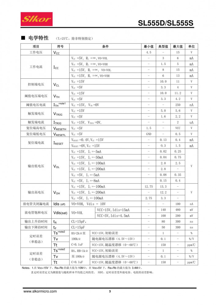 SL555S datasheet page 3