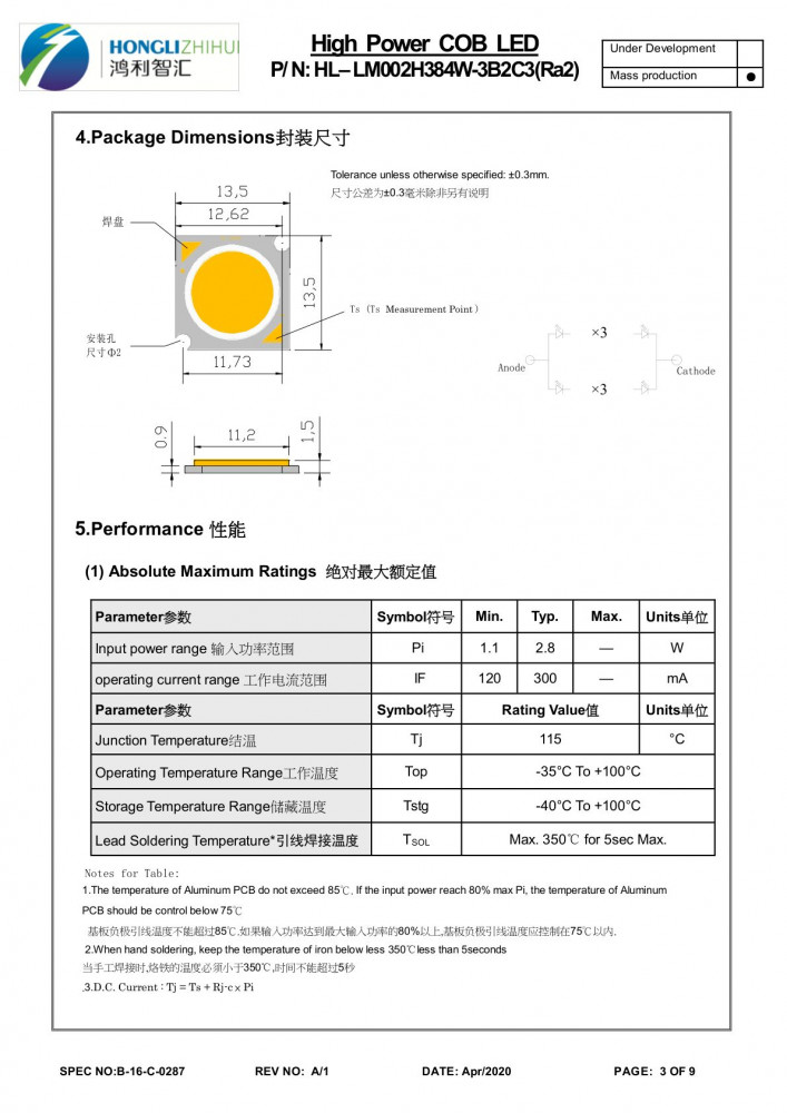 HL-LM002H384W-3B2C3 datasheet page 3