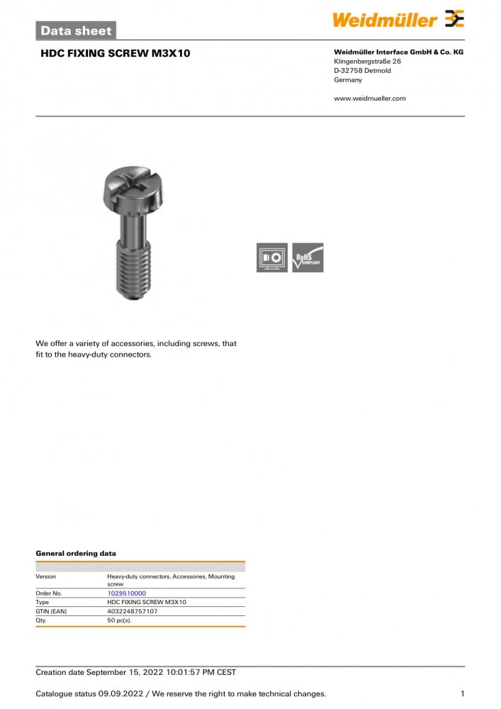 WEIDMULLER 1029510000 technical document page 1