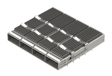 QSFP-DD Cage Assembly, 1-by-4, PCI Fin Heat Sink, Spring Fingers, One Rear Leg, with Press-Fit Pins, Robust for sale