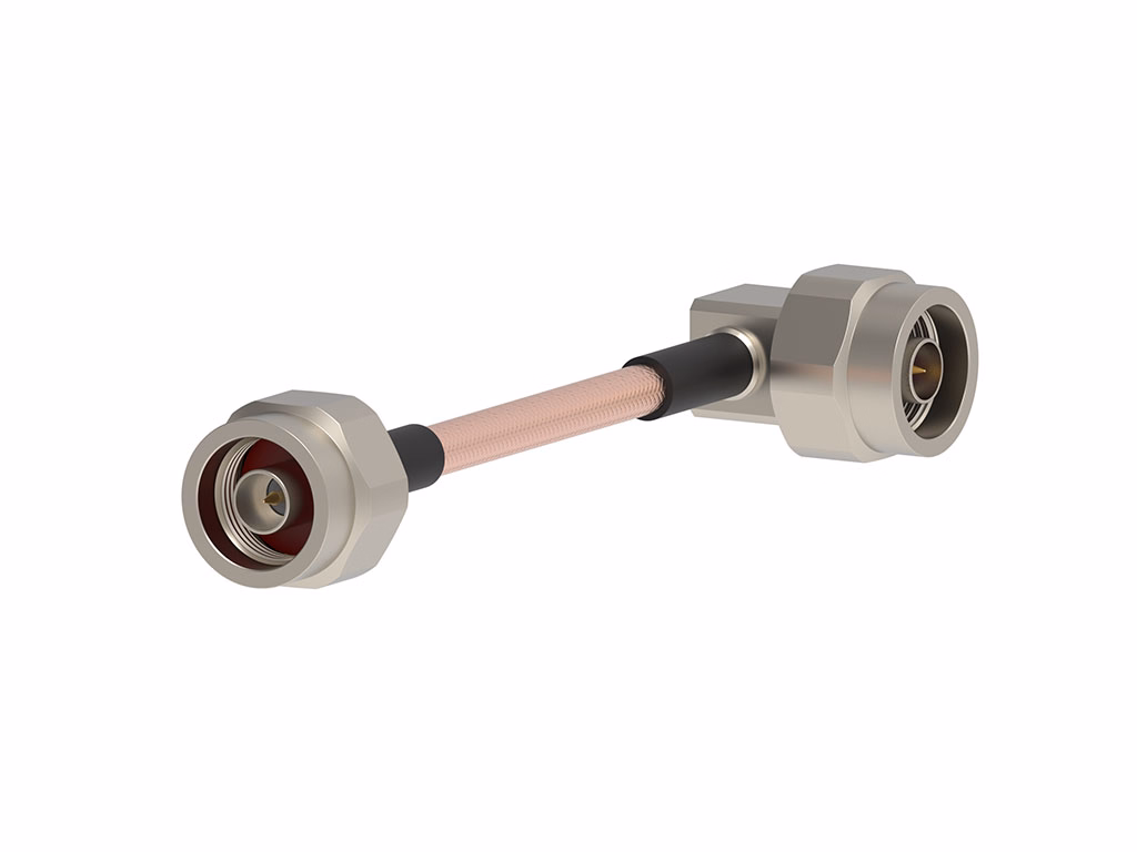 SMA Straight Plug RP to SMA Right-Angle Plug on RG-316 Cable, 117.30mm Length, 50 Ohms