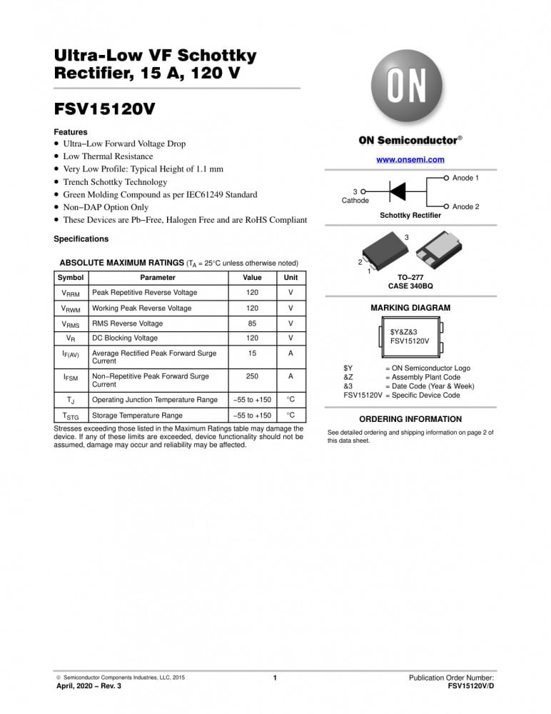 FSV15120V datasheet page 1