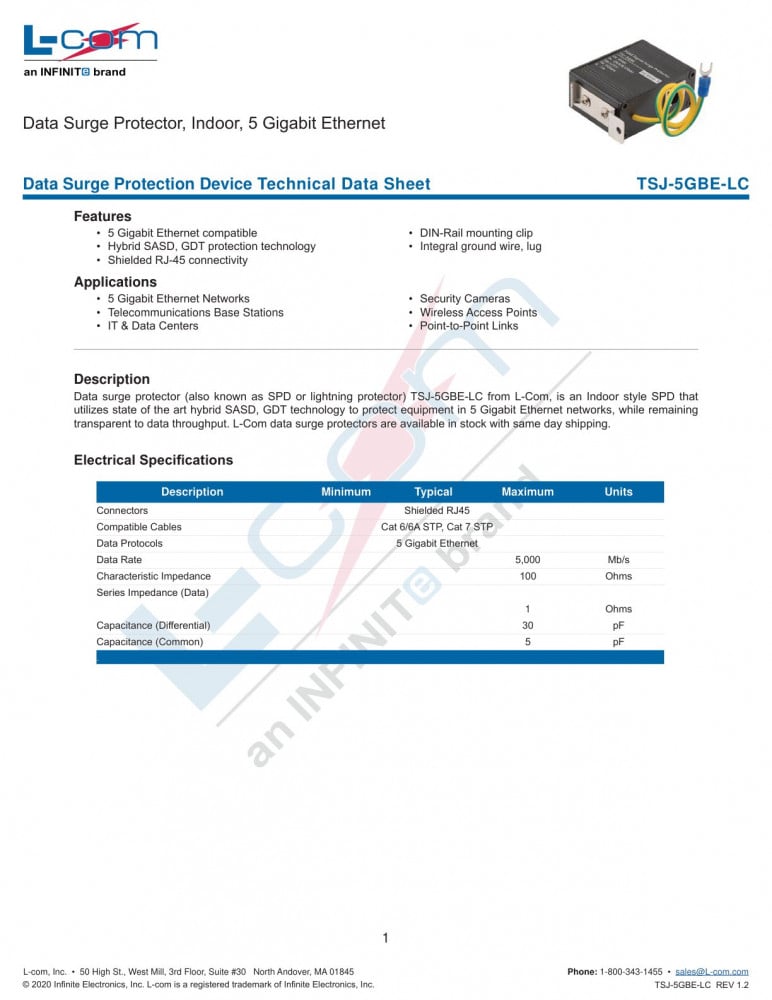 TSJ-5GBE-LC datasheet page 1