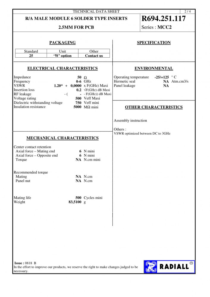 Radiall R694251117 technical document page 2