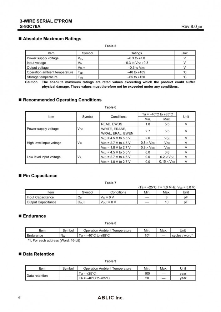 S-93C76A datasheet page 6