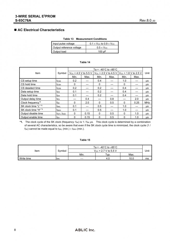 S-93C76A datasheet page 8