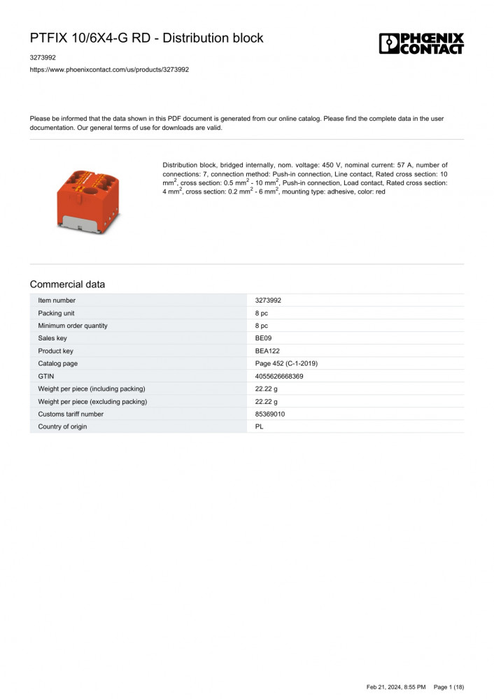 Phoenix Contact 3273992 technical document page 1