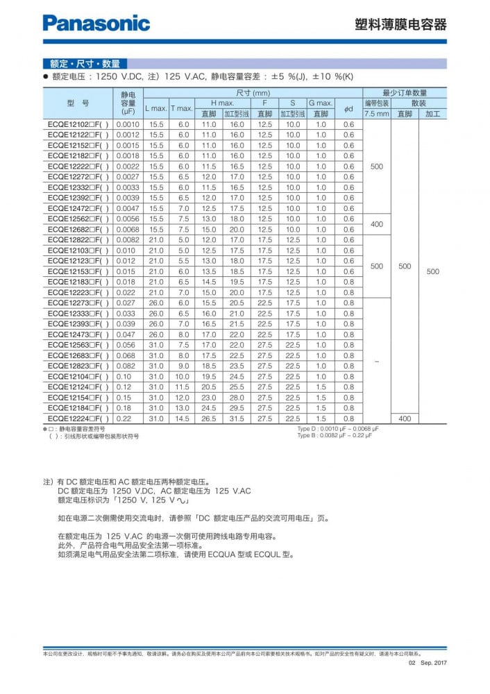 ECQE(F) datasheet page 8