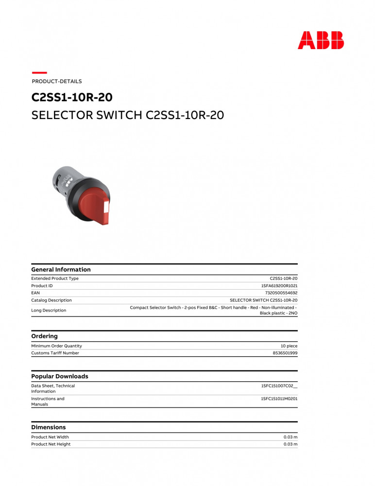 ABB C2SS1-10R-20 document page 1