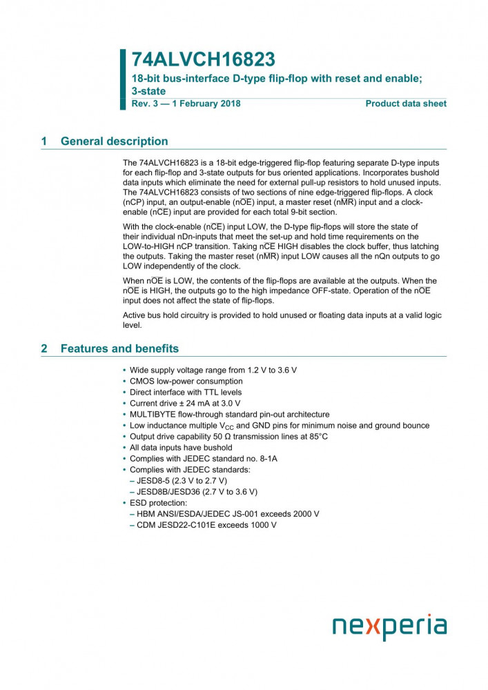 74ALVCH16823 datasheet page 1