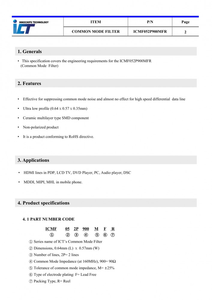 ICMF052P900MFR datasheet page 2