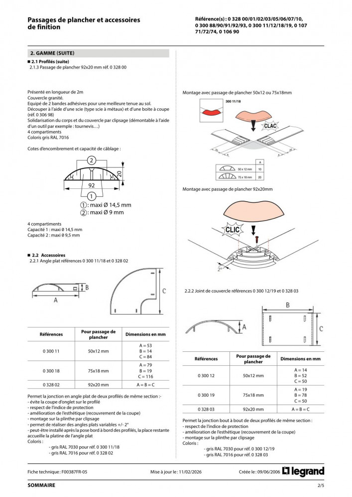 Legrand floor cable duct documentation, page 2