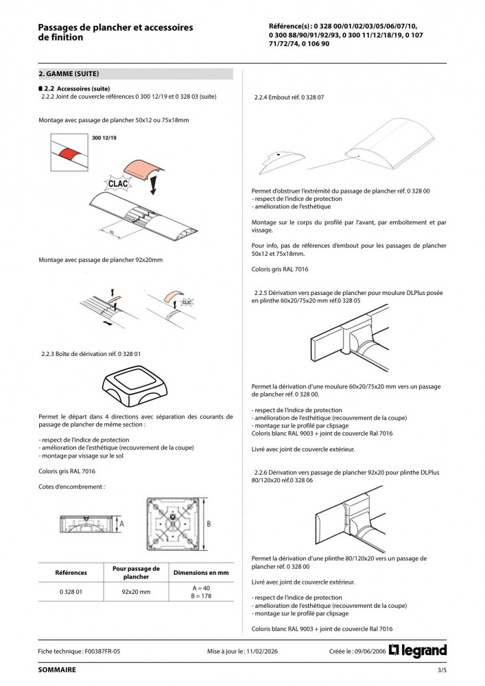 Legrand floor cable duct documentation, page 3