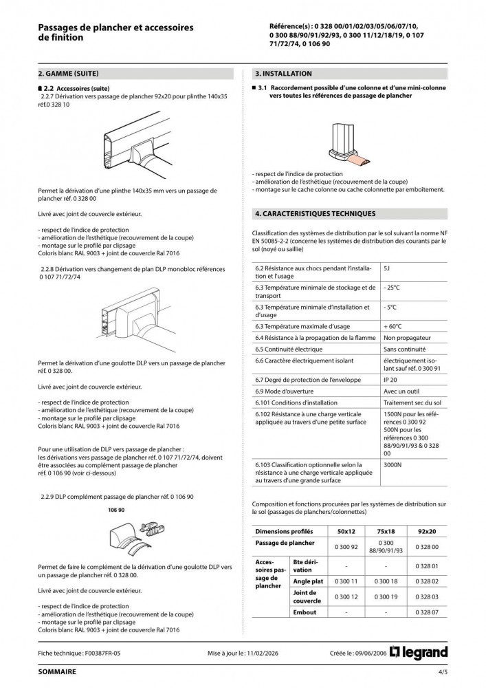 Legrand floor cable duct documentation, page 4
