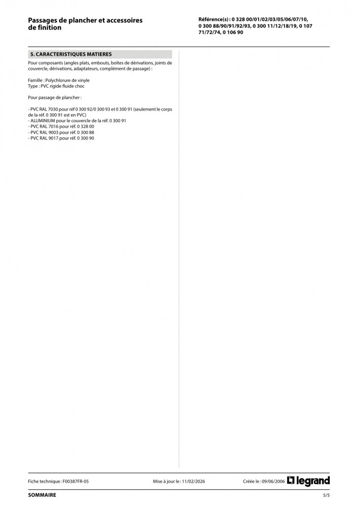 Legrand floor cable duct documentation, page 5