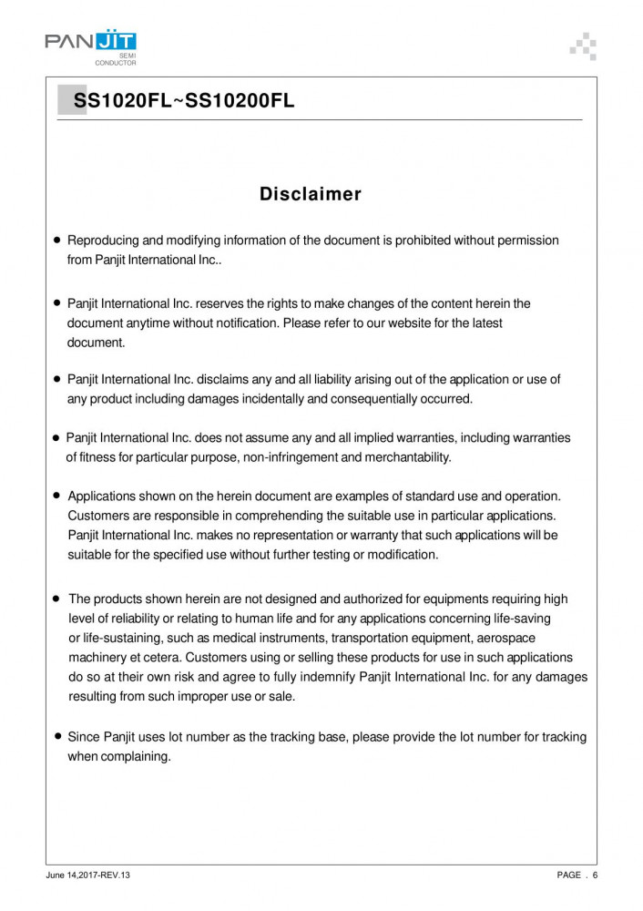 PANJIT SS1020FL to SS10200FL datasheet page 6