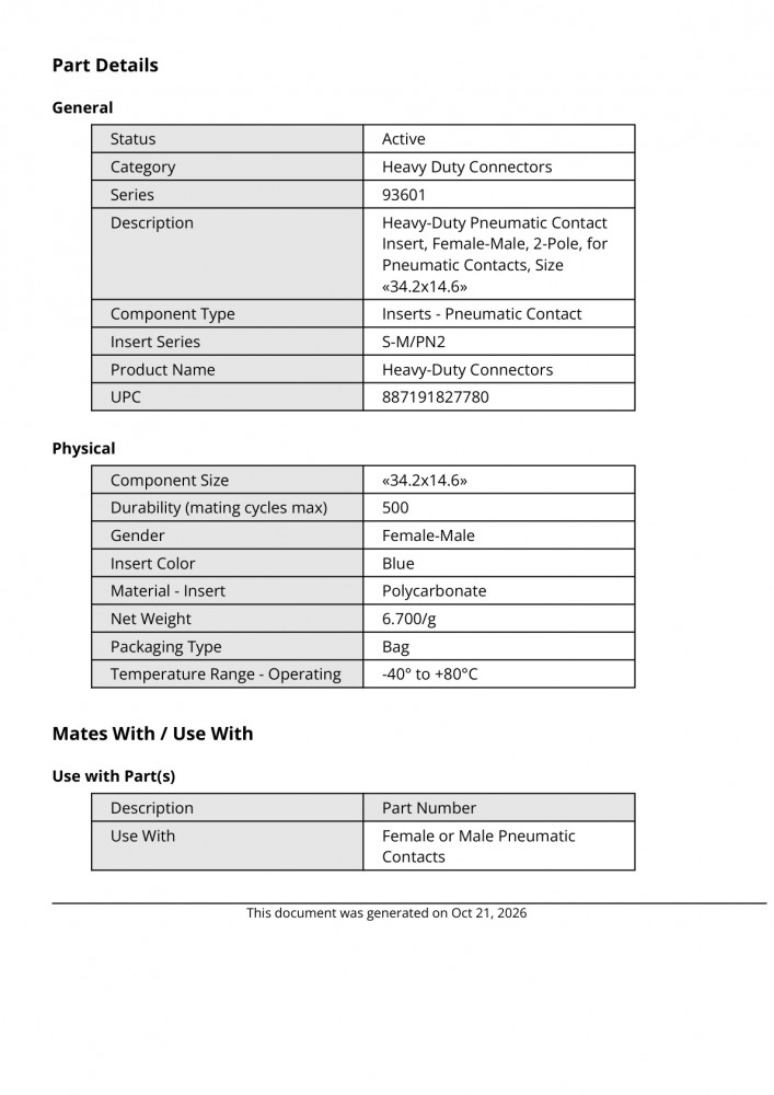 Technical document image 2 for MOLEX 936010520