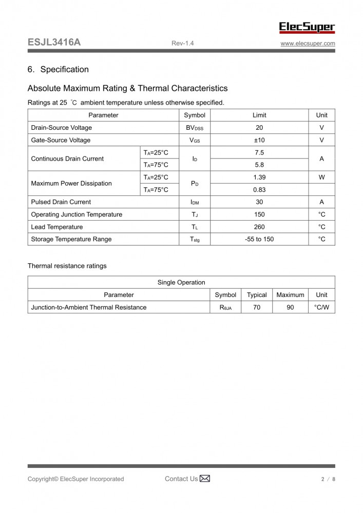ESJL3416A datasheet page 2
