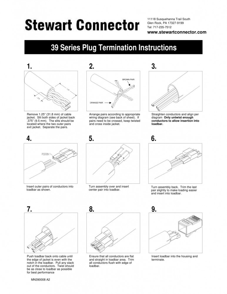 Bel Fuse 39 Series plug termination instructions page 1