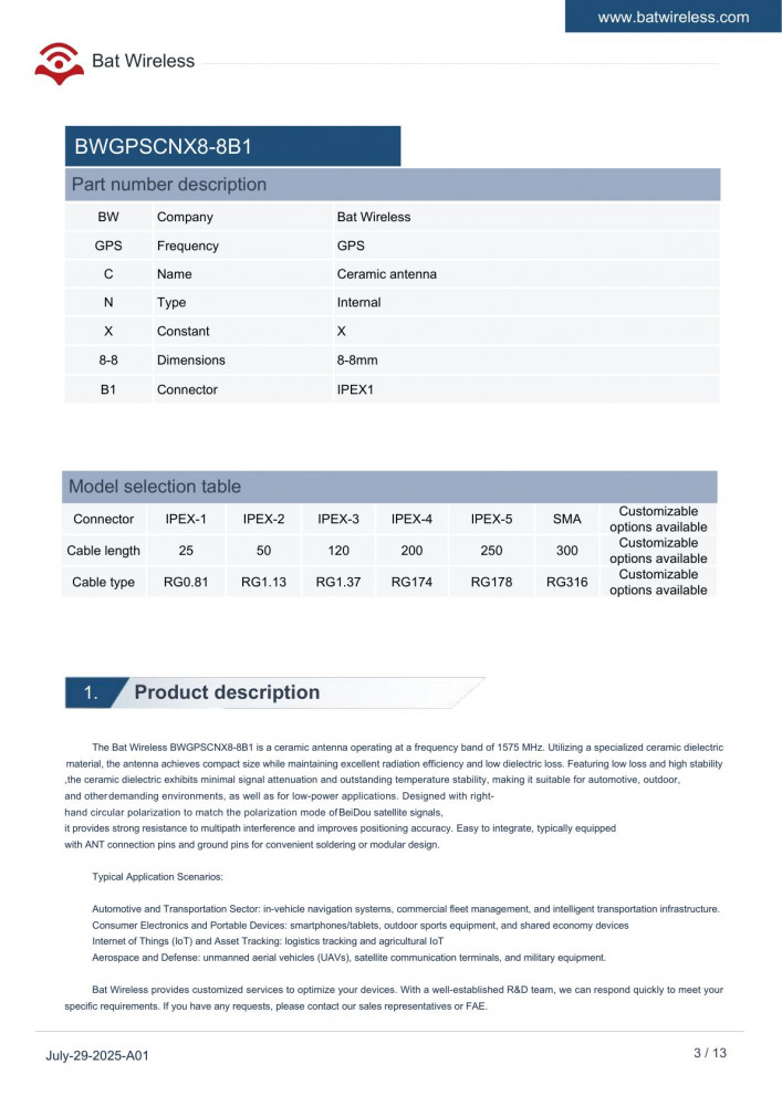 BWGPSCNX8-8B1 technical document page 3