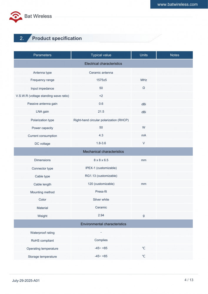 BWGPSCNX8-8B1 technical document page 4