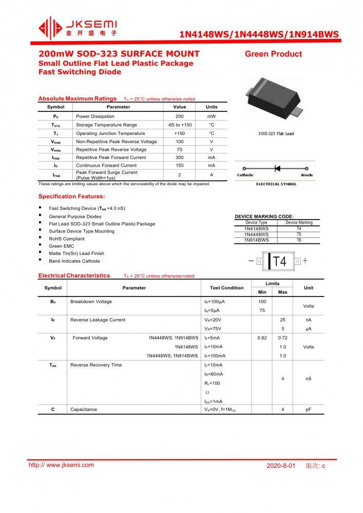 1N4148SOD-323 datasheet page 1