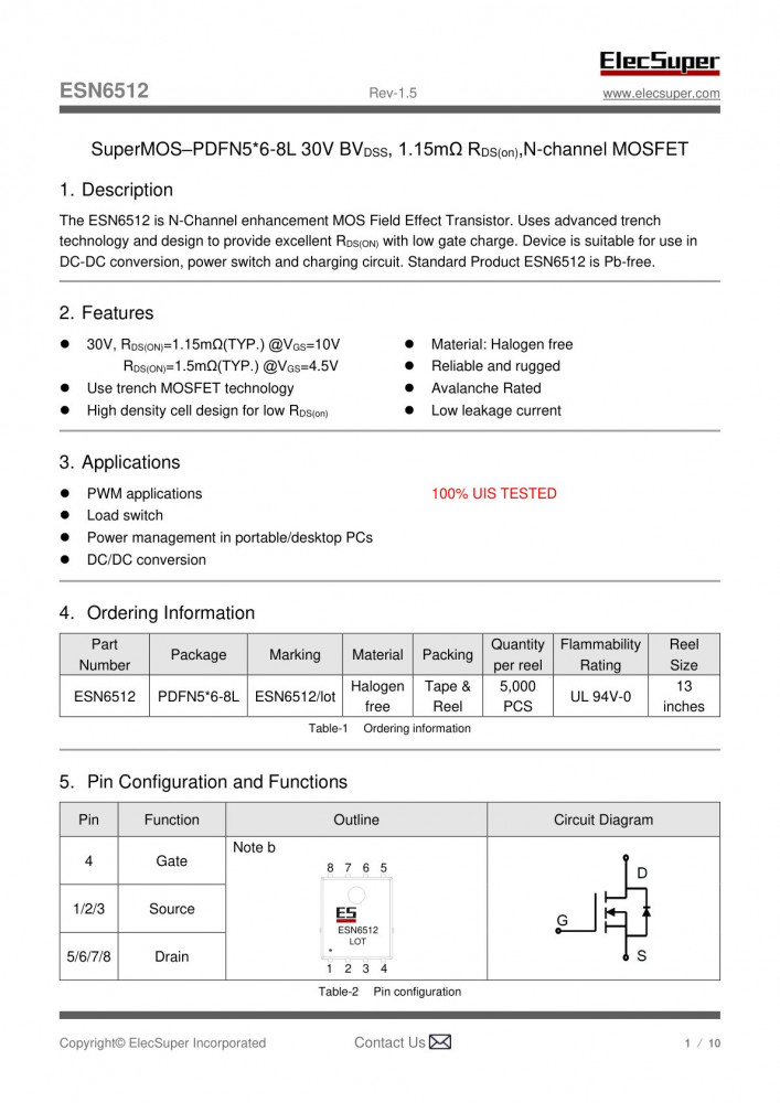ESN6512 datasheet page 1