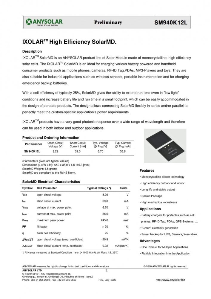 SM940K12L technical document page 1