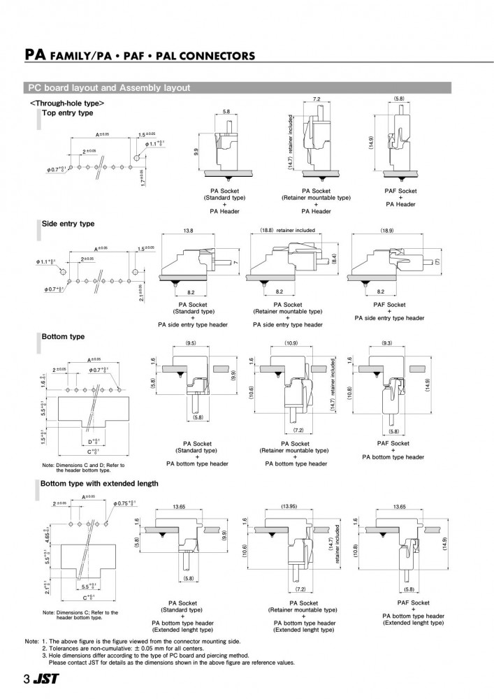 JST PA family datasheet page 3