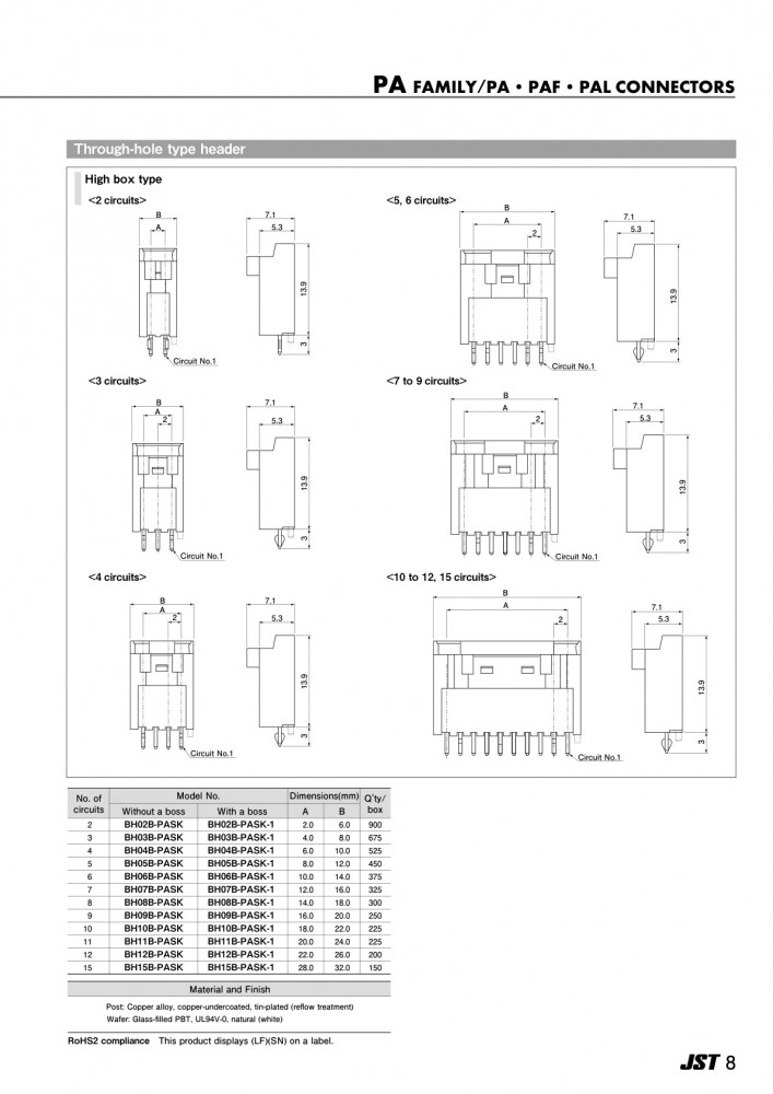 JST PA family datasheet page 8