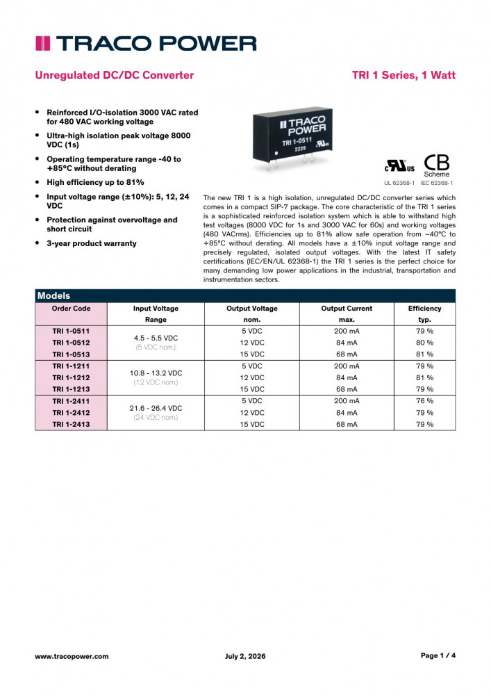 TRI 1 series document page 1