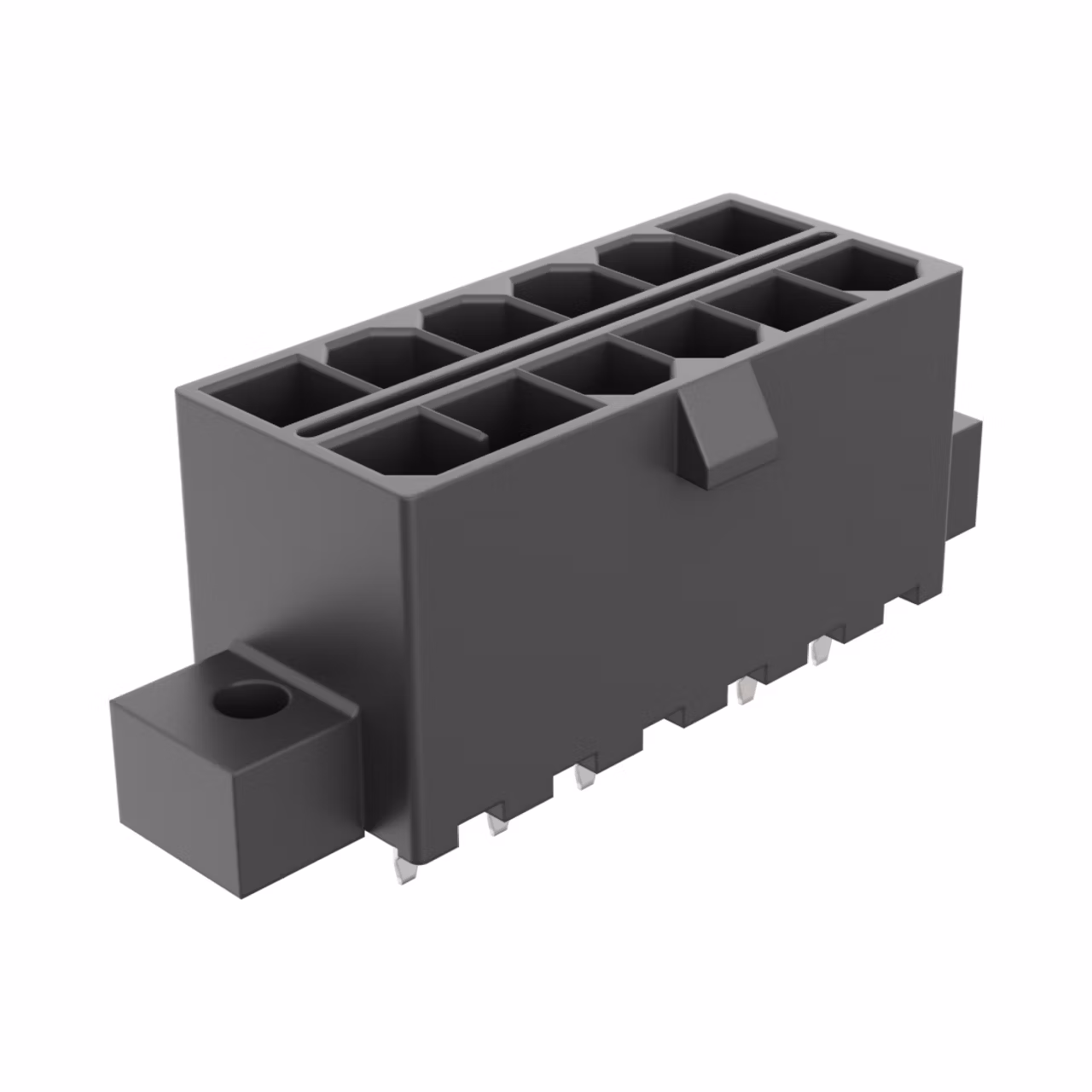 Micro-Fit BMI Receptacle Header, Dual Row, Vertical, with Press-fit Plastic Pegs, 2.54µm Tin (Sn), 6 Circuits
