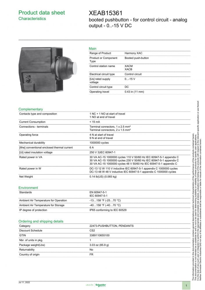 XEAB15361 technical document page 1