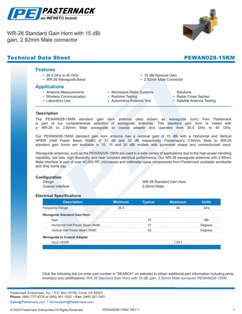PEWAN028-15KM technical document page 1